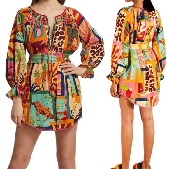 FARM Rio | Dresses | Farm Rio Tropical Collage Tunic Dress | Poshmark